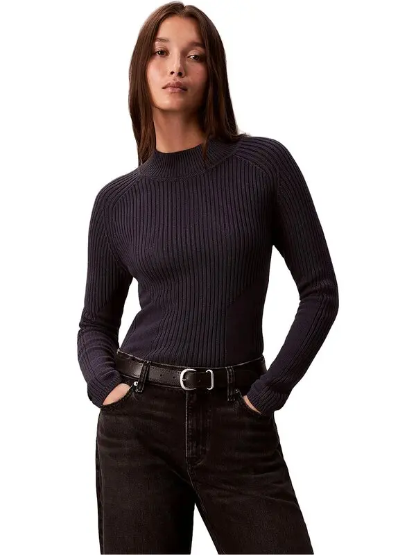 Calvin Klein Cotton Rib Slim Sweater - Inkwell