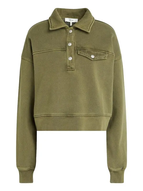 FRAME Cotton-blend Fleece Sweatshirt - Army Green