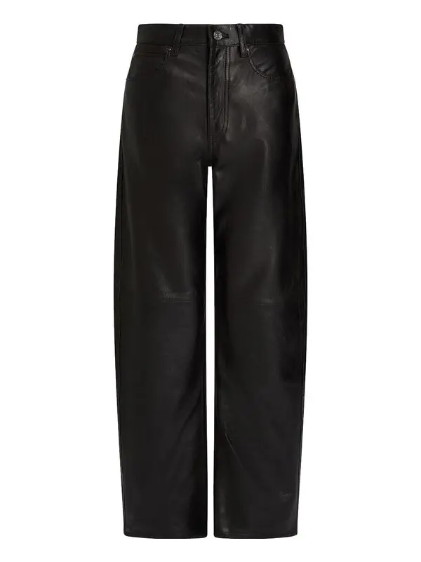 FRAME Tapered Leather Pants - Black
