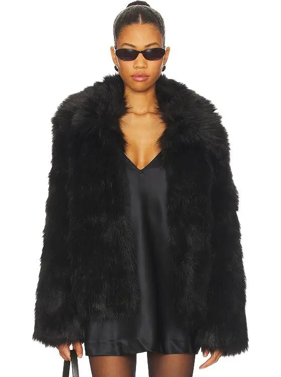 Superdown Kennedy Faux Fur Coat - Black