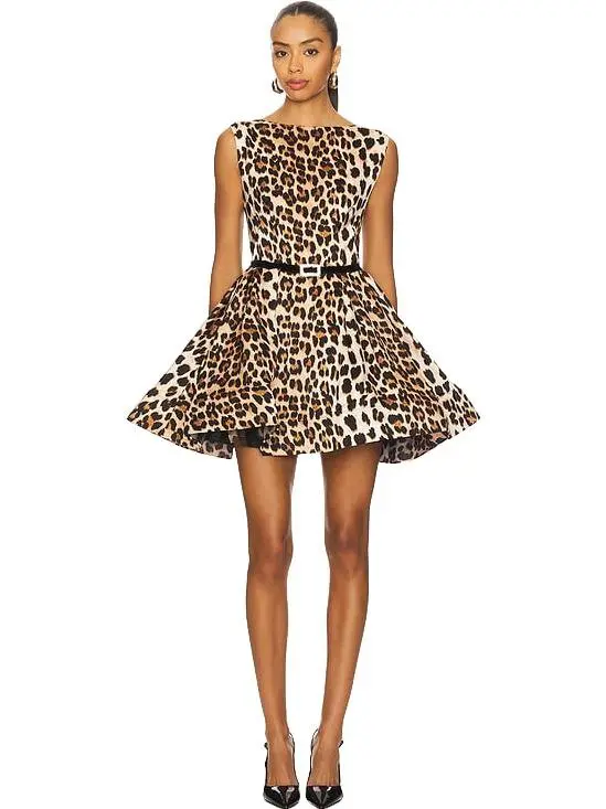 BRONX AND BRONCO Luciana Leopard Mini Dress - Black & Brown