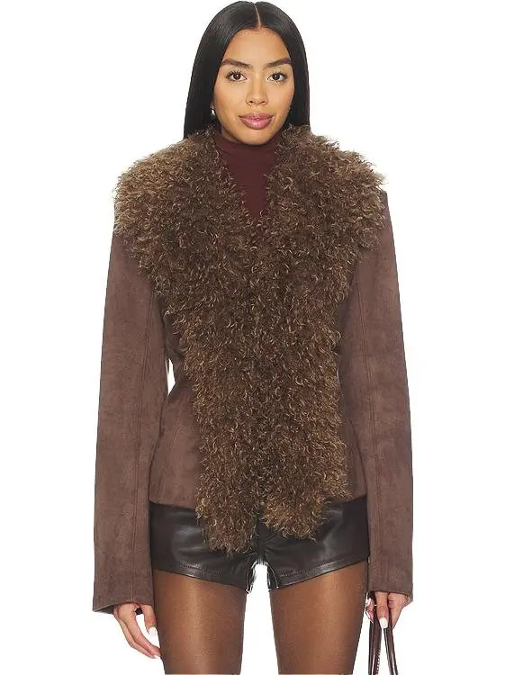 LOVERS AND FRIENDS Alena Faux Suede Coat - Brown