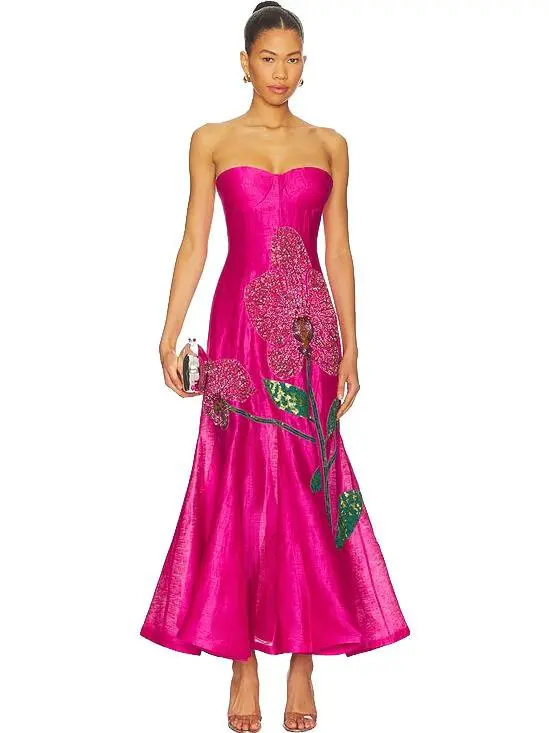 LA FUORI Orchid Embroidered Gown - Orchid Pink