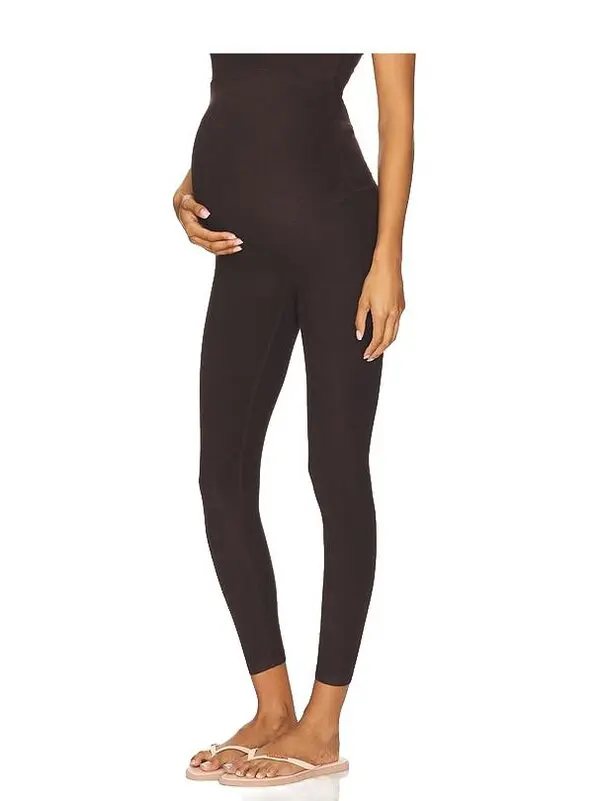 Beyond Yoga Spacedye Love The Bump Maternity Midi Legging In Brown - Dark Chocolate Heather