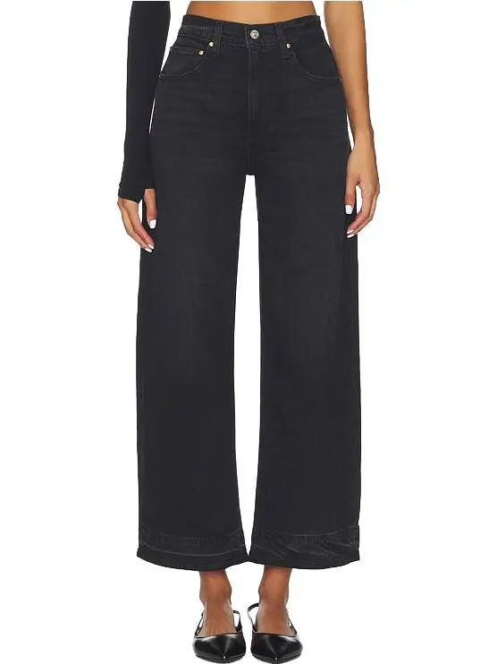 Paige Arellia Ankle Petite Barrel Leg Jeans - Black Void