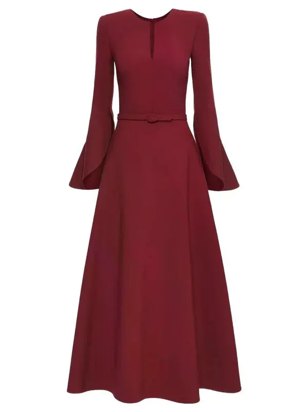 Oscar De La Renta Split-neck Midi Dress - Red