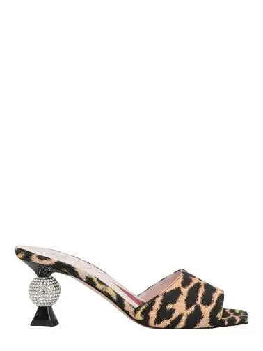 ROGER VIVIER Leopard Print Slide Sandals - Black