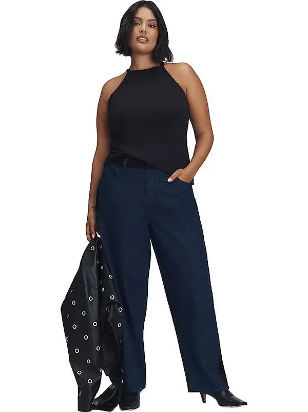ELOQUII High-rise Wide-leg Pants - Dark Denim