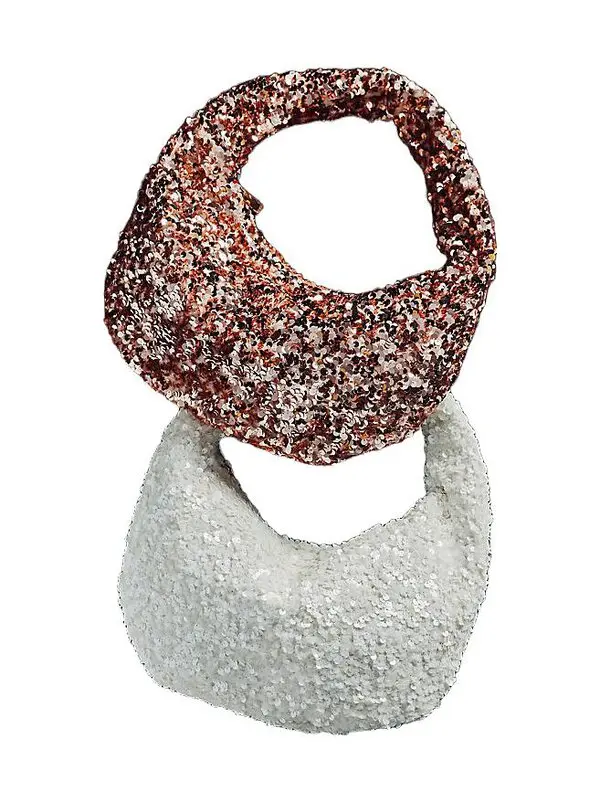 Anthropologie Paillette Sequin Crescent Bag - Light Pink