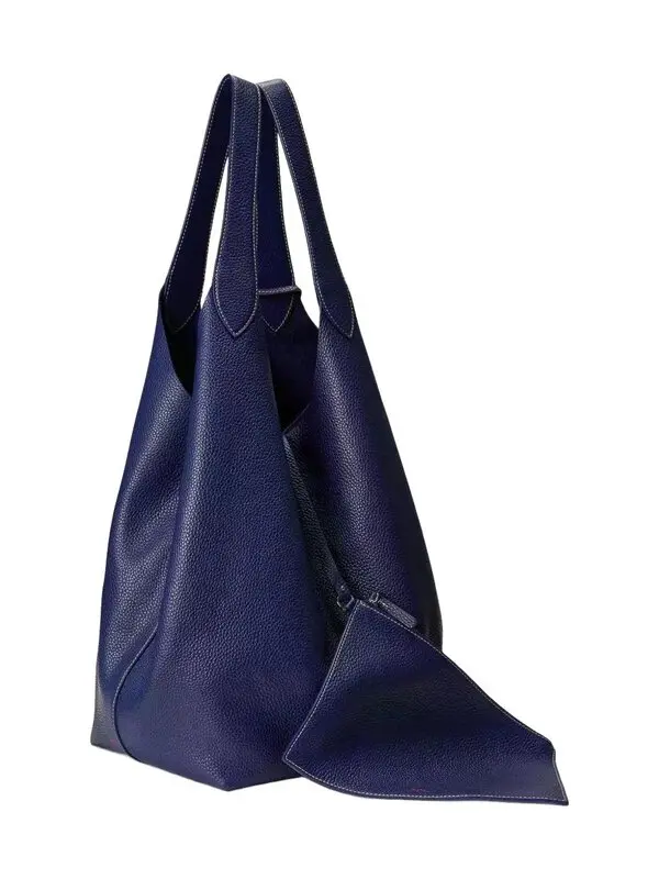 Polo Ralph Lauren Large Leather Tote Bag With Embroidered Pony Logo - Blue