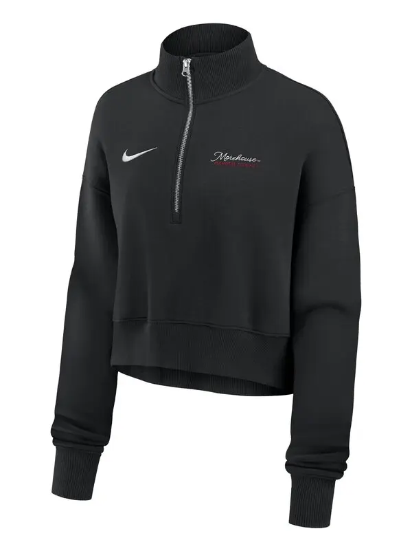 Nike College Phoenix Fleece Cropped 1/4-zip Pullover - Black