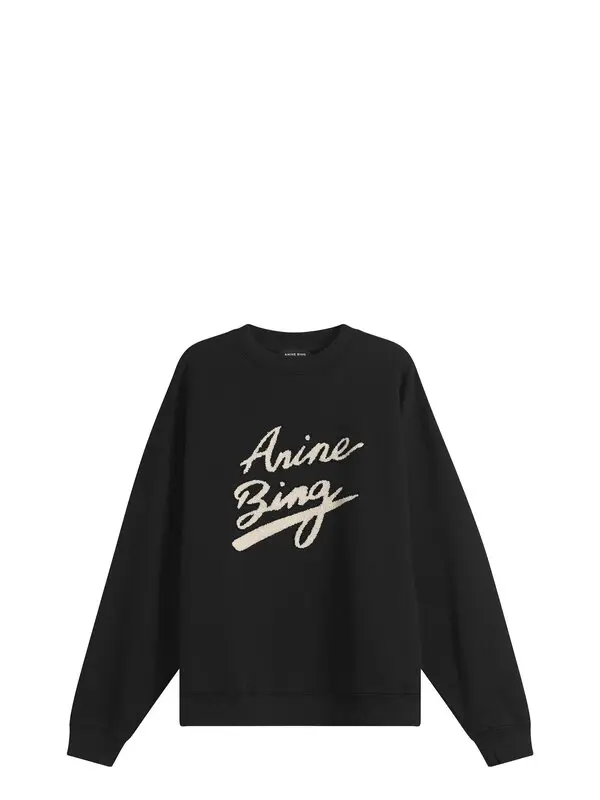 ANINE BING Miles Chenille Signature Sweatshirt - Black