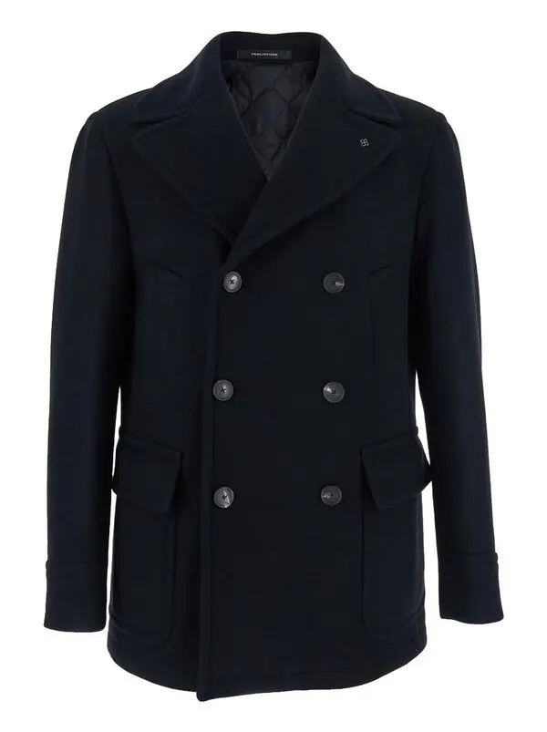 Tagliatore Double-breasted Coat With Patch Pockets - Black