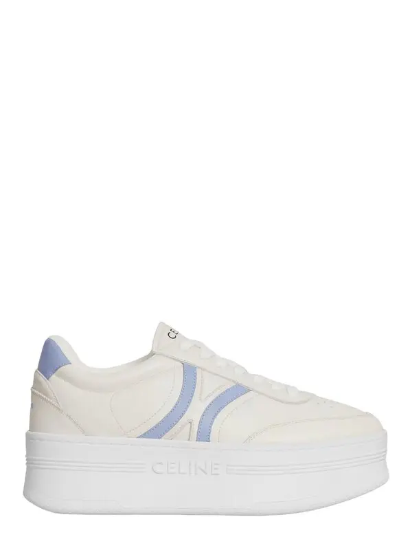 Celine Leather Block Sneakers With Triomphe Logo - White
