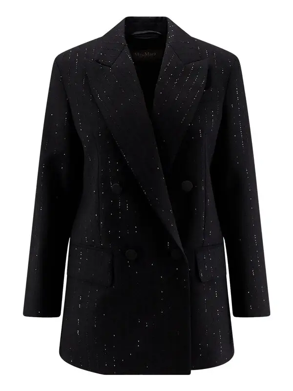 Max Mara Appia Virgin Wool Blazer With Sequins - Black