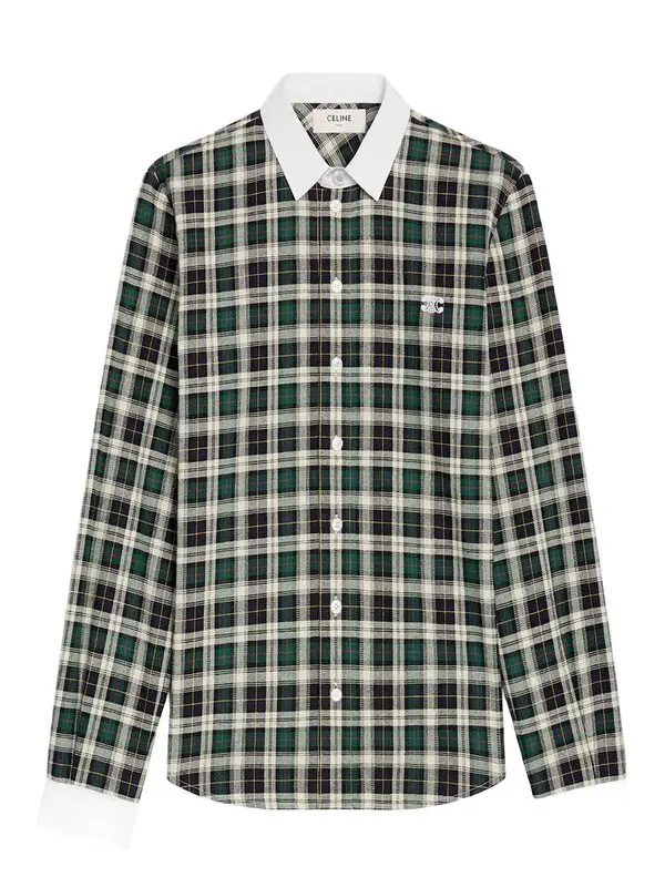 Celine Tartna Cotton Shirt - Green