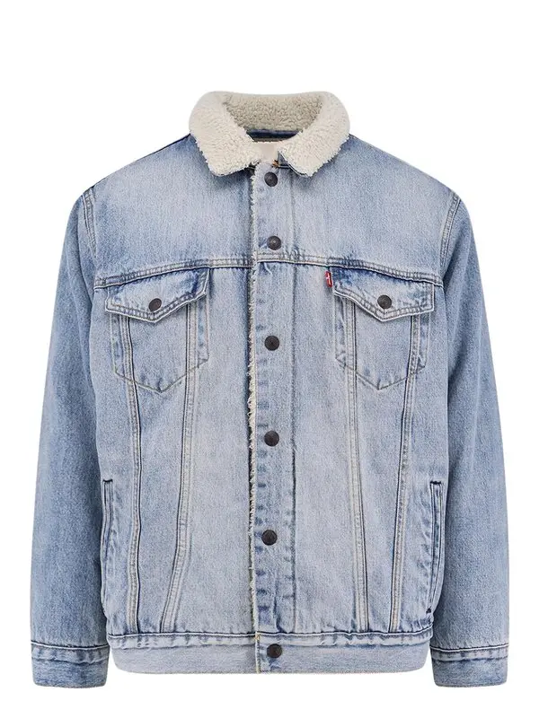 LEVI'S Denim Trucker Jacket With Faux Fur Lining - Blue