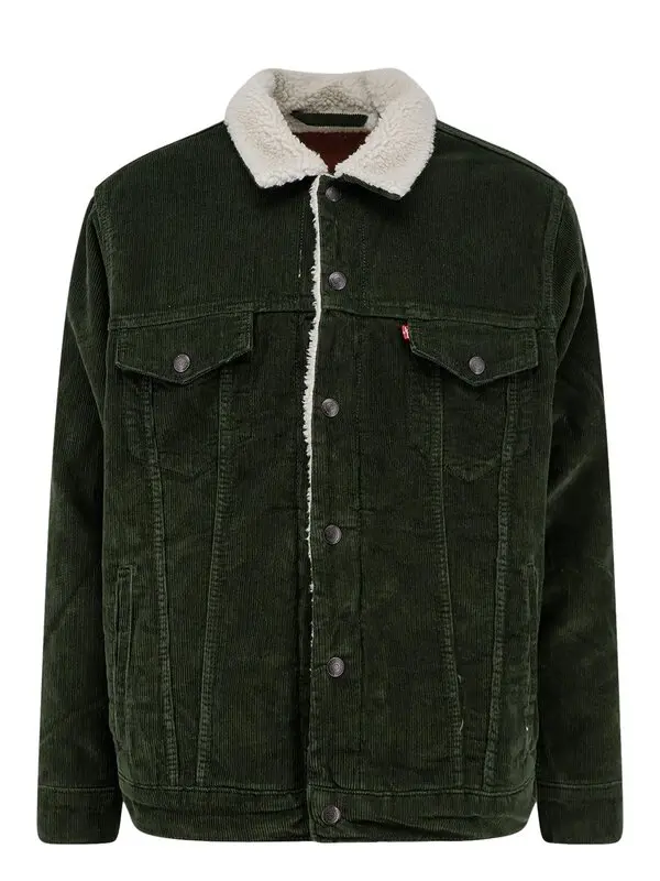 LEVI'S Corduroy Trucker Jacket With Faux Fur Lining - Green
