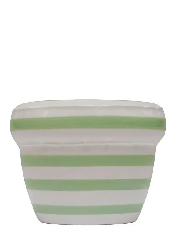 HOME STUDYO Louis Striped Ceramic Vase - Green
