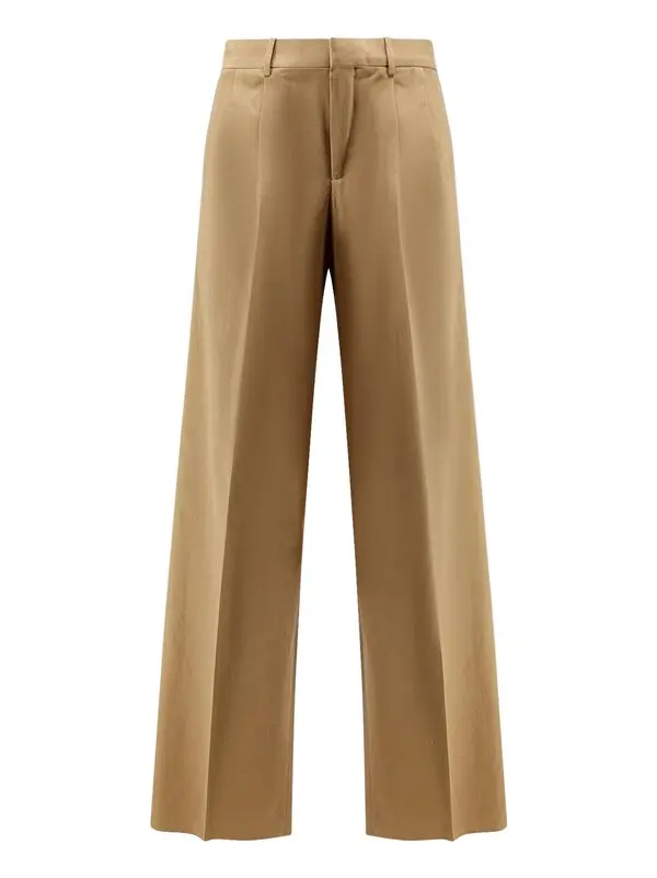 Celine Pleated Cotton Trousers - Beige