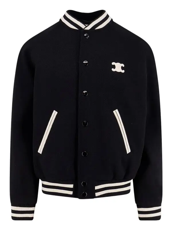 Celine Triomphe Teddy Wool Bomber - Black