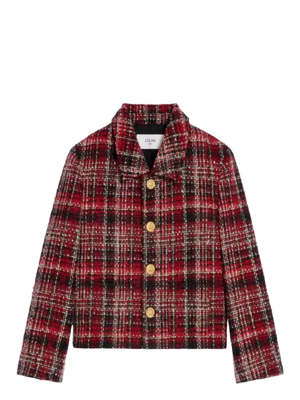 Celine Madras Wool, Cotton And Mohair Blazer - Red
