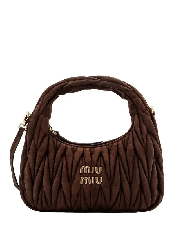 Miu Miu Wander Matelassé Suede Crossbody Bag - Brown