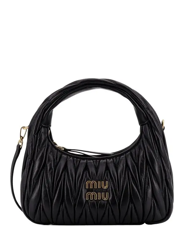 Miu Miu Wander Matelassé Leather Shoulder Bag - Black