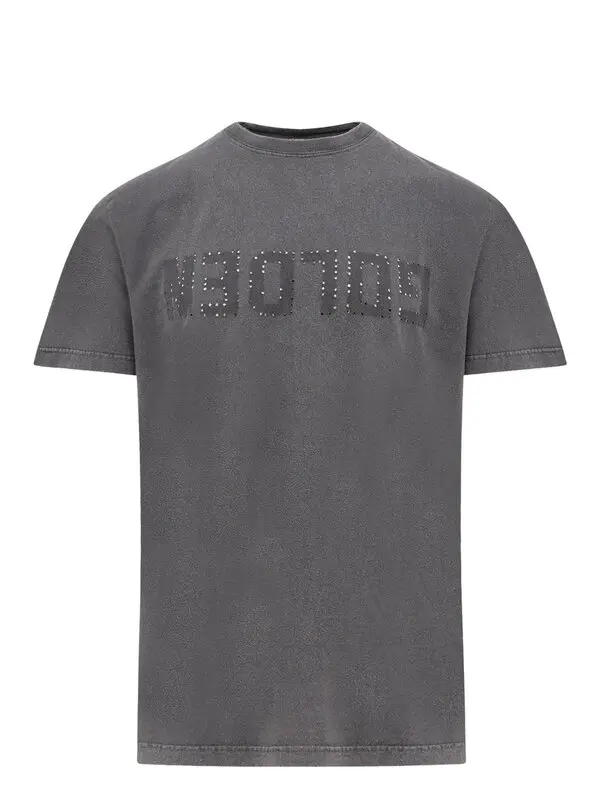 GOLDEN GOOSE Distressed Cotton Tshirt - Grey