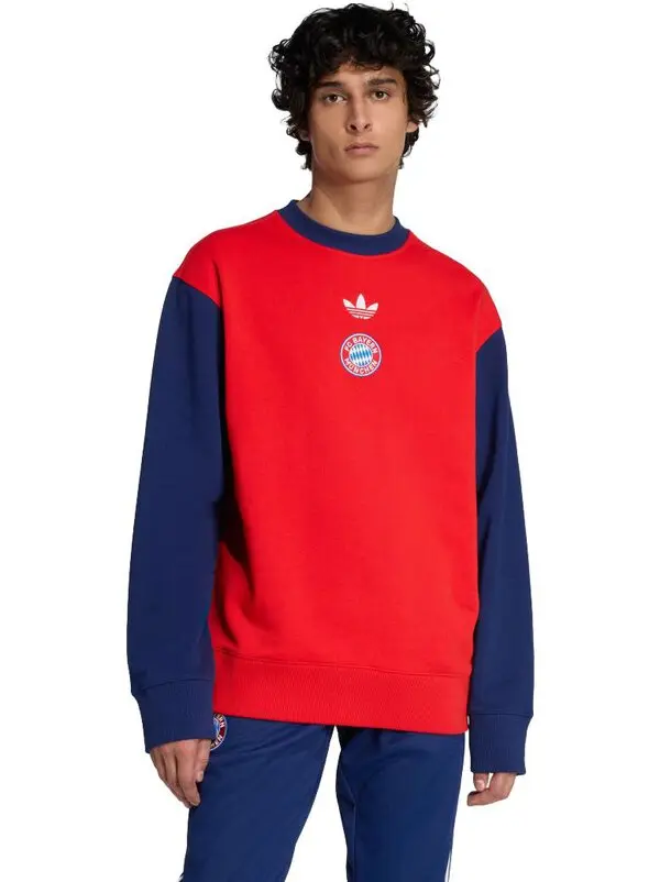 Adidas Fc Bayern Munich Lfstlr Crew Sweatshirt - Red / Dark Blue