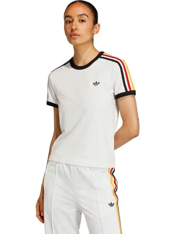 Adidas 3-stripes Slim Tee - Cloud White / Black / Team Power Red 2 / Collegiate Gold