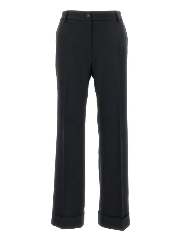 Alberto Biani Wool Gab Trousers - Black