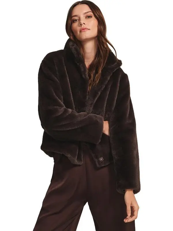Velvet By Graham & Spencer Sheena Faux Fur Jacket - Brown