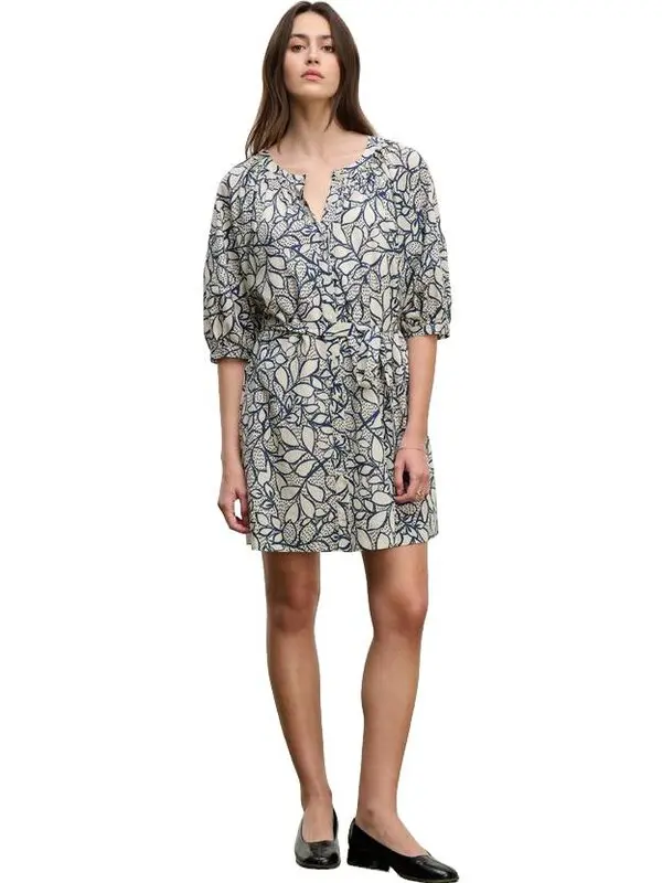 Velvet By Graham & Spencer Printed Cotton Voile Mini Dress - Gray / Neutral