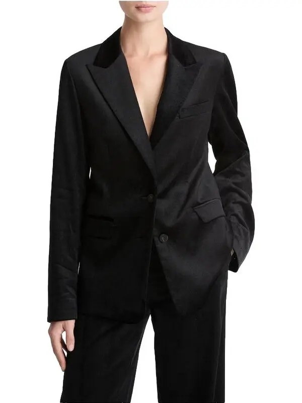 Vince Italian Velvet Corduroy Blazer - Black