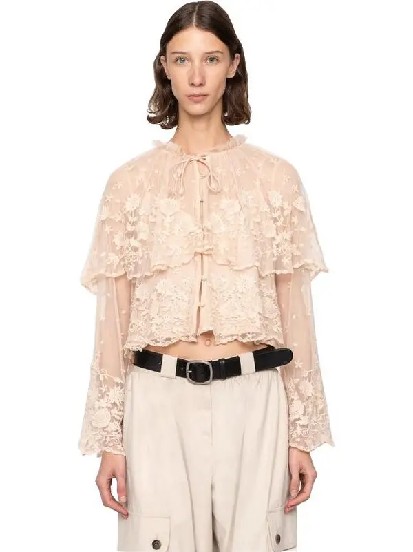 Sea Bronte Embroidered Top - Neutral / Floral