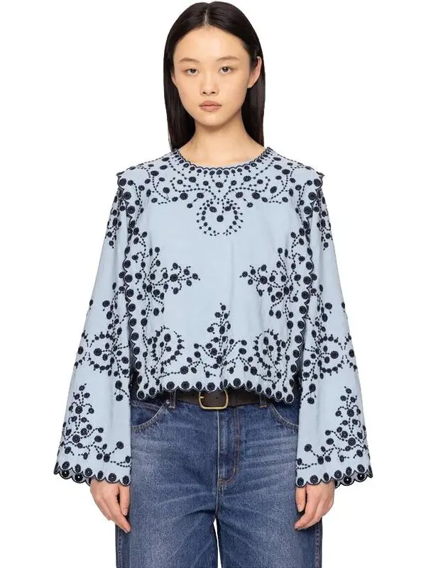 Sea Frances Embroidered Top - Blue
