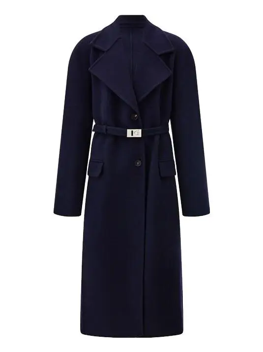 FERRAGAMO Single-breasted Virgin Wool And Cashmere Coat - Blue / Navy