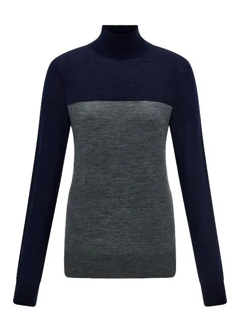 FERRAGAMO Two Tone Turtleneck - Navy