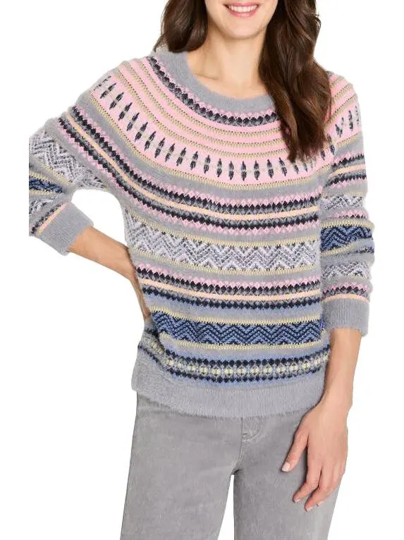 NIC+ZOE Fair Isle Sweater - Grey Multi