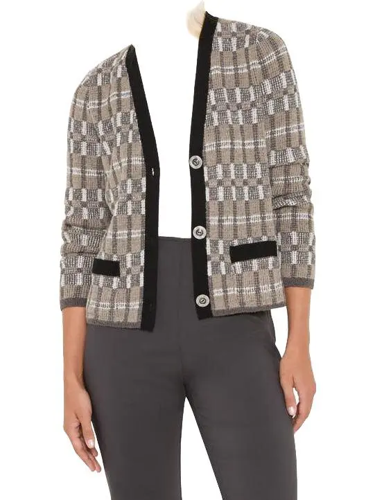 NIC+ZOE Grid Mix Cardigan - Black Multi