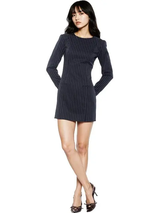 ALEXIA ADMOR Printed Long Sleeve Mini Dress - Navy Stripe