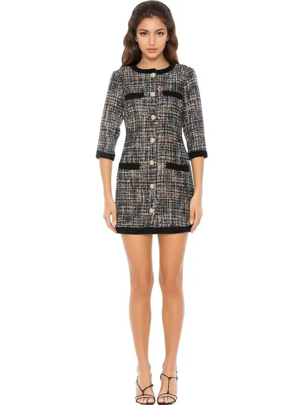 ALEXIA ADMOR Remy Tweed Mini Dress - Multi Tweed