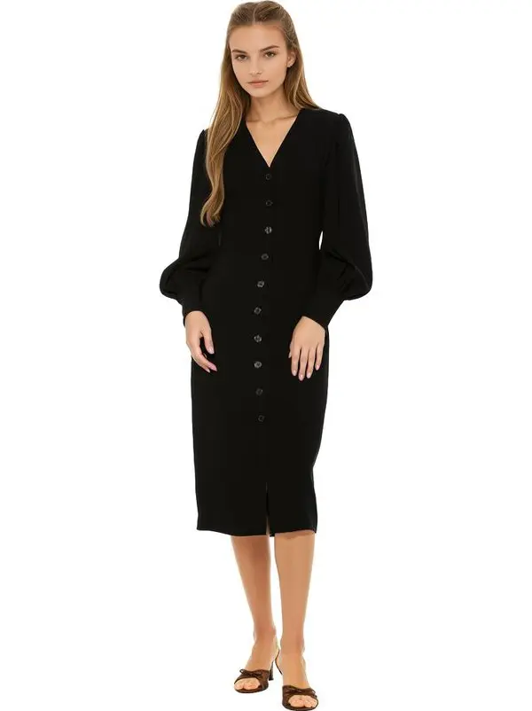 ALEXIA ADMOR Jules Button Down Midi Dress - Black
