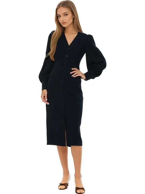 ALEXIA ADMOR Jules Button Down Midi Dress - Navy