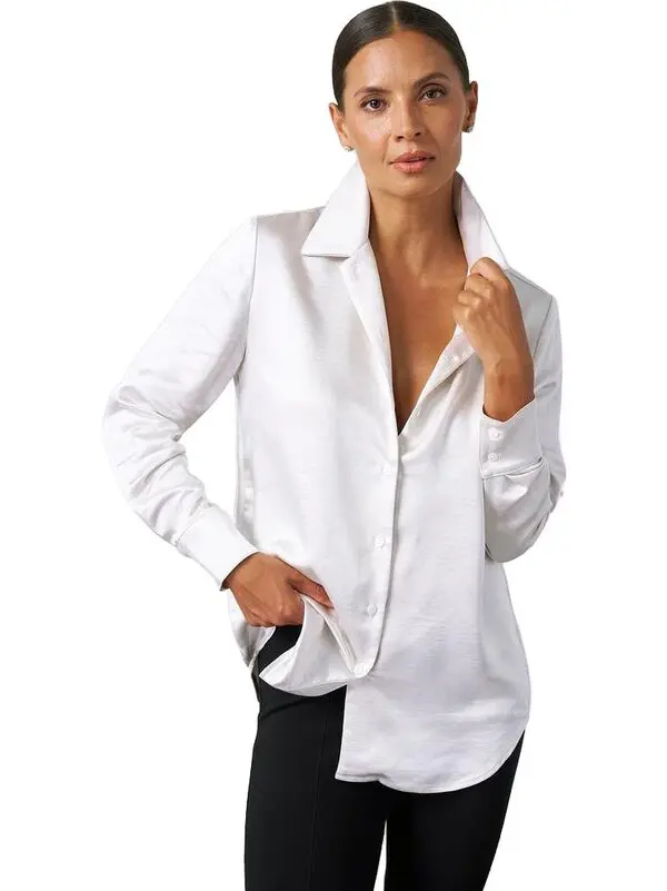 FRANNE GOLDE Textured Satin Shirt - Ivory