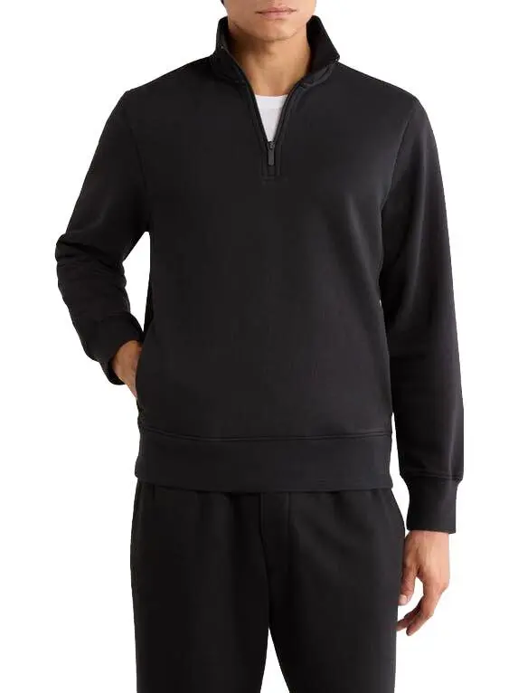 Zella Vital Fleece Quarter-zip Pullover - Black Caviar
