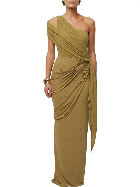 JLUXLABEL Lovina Drape One-shoulder Bodysuit - Green