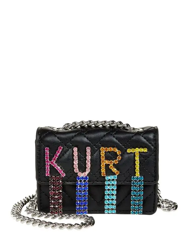 Kurt Geiger Micro Kensington Crystal Crossbody Bag - Charcoal