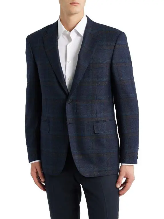 Canali Siena Regular Fit Plaid Sport Coat - Navy